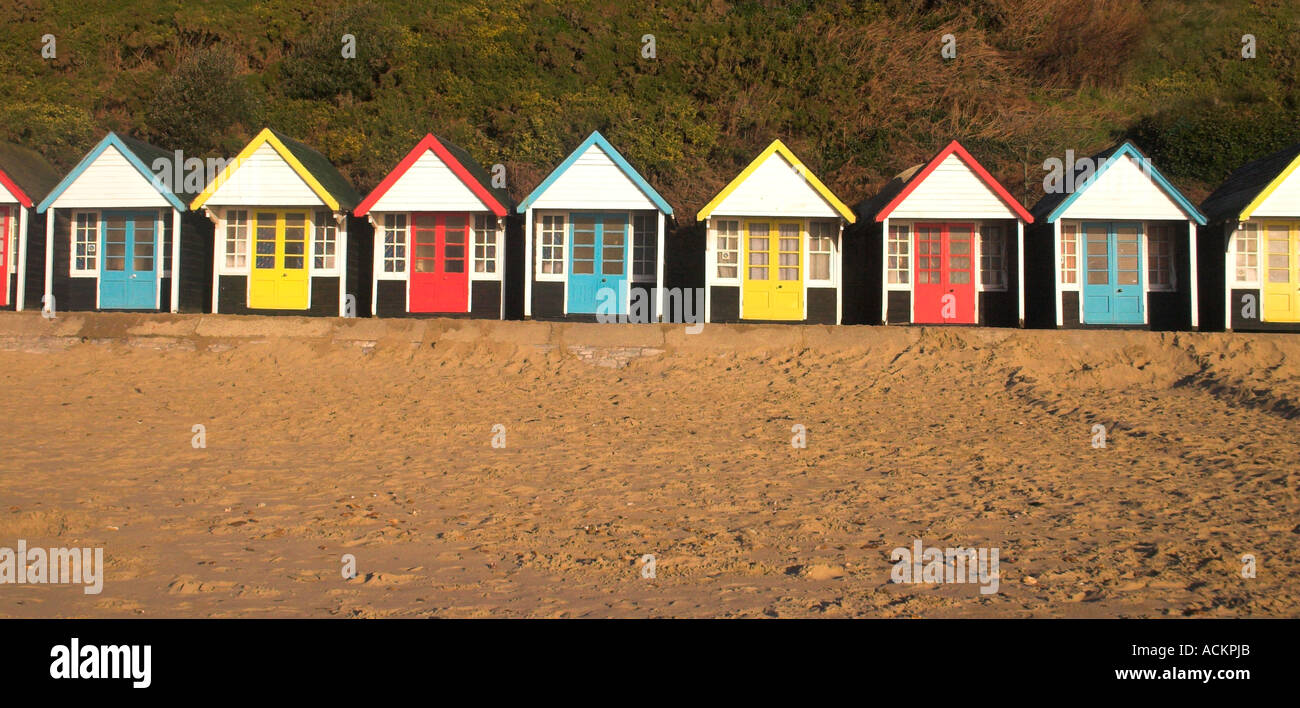 Row of Colourful Beach huts Bournemouth Dorset Stock Photo - Alamy