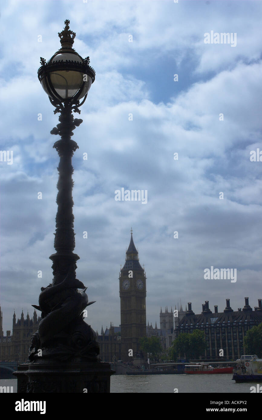 The Thames ornamental Lamp post with Big Ben clock in background London ...