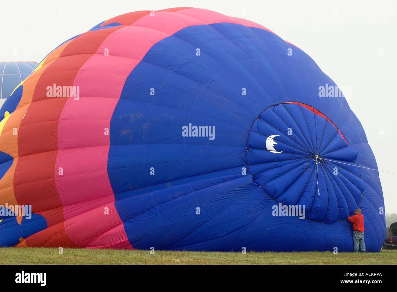 Hot air balloons being inflated at balloon festival in Dunnellon ...