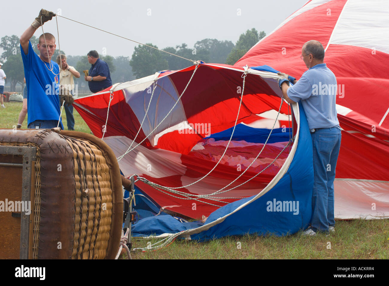 Hot air balloons being inflated at balloon festival in Dunnellon ...