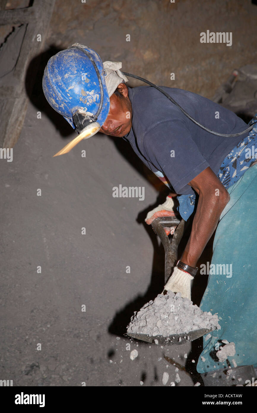 Bolivian miner with shovel, Potosi, Bolivia Stock Photo - Alamy