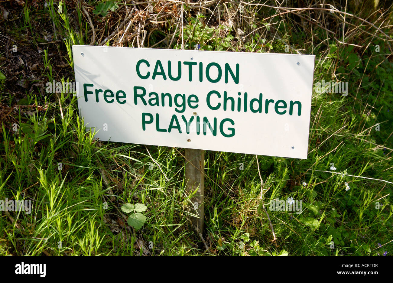 funny signs CAUTION FREE RANGE CHILDREN PLAYING warning sign on country ...