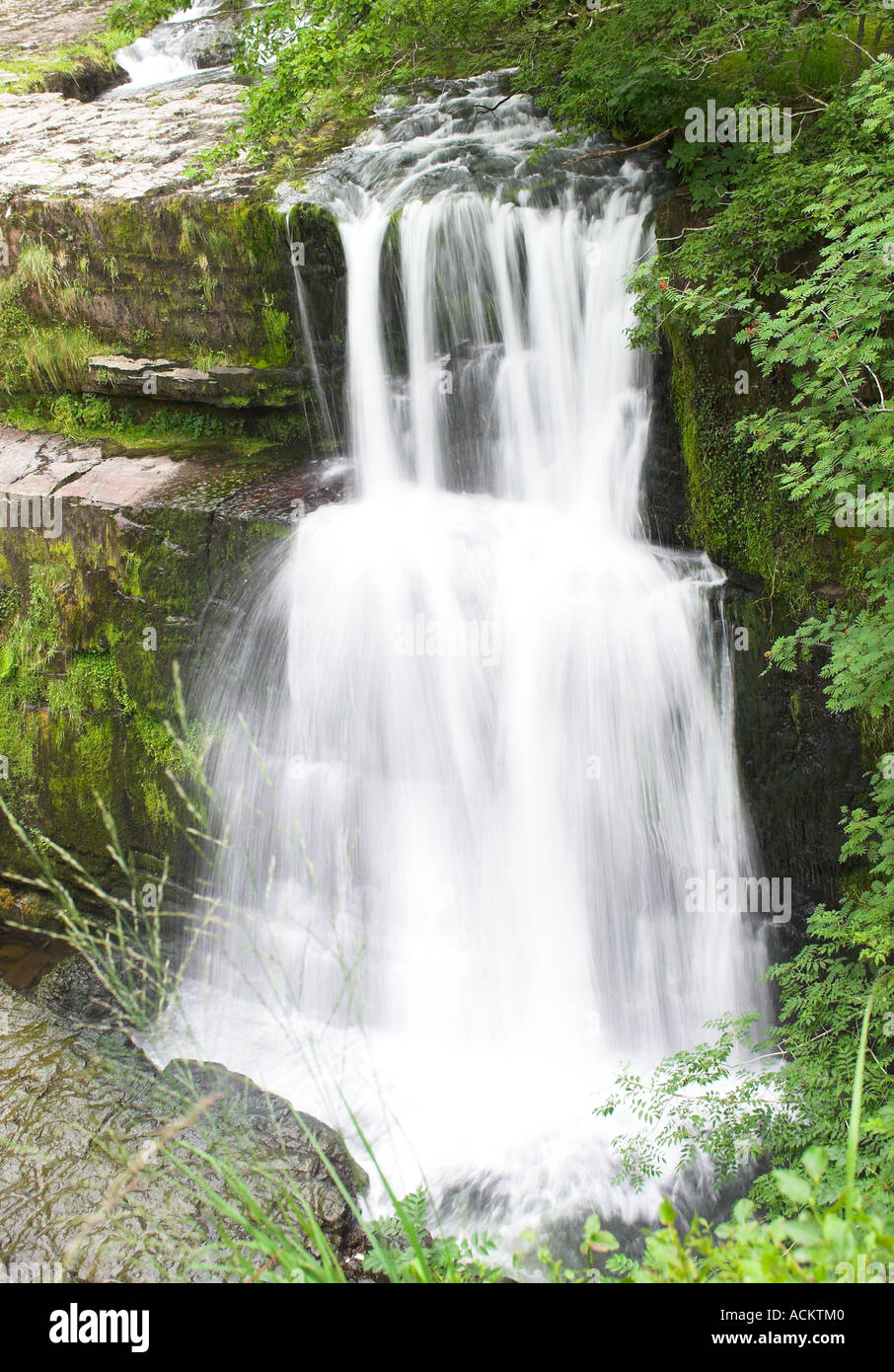 Sgwd clun gwyn waterfall Clyn gwyn Waterfalls Wales Stock Photo - Alamy
