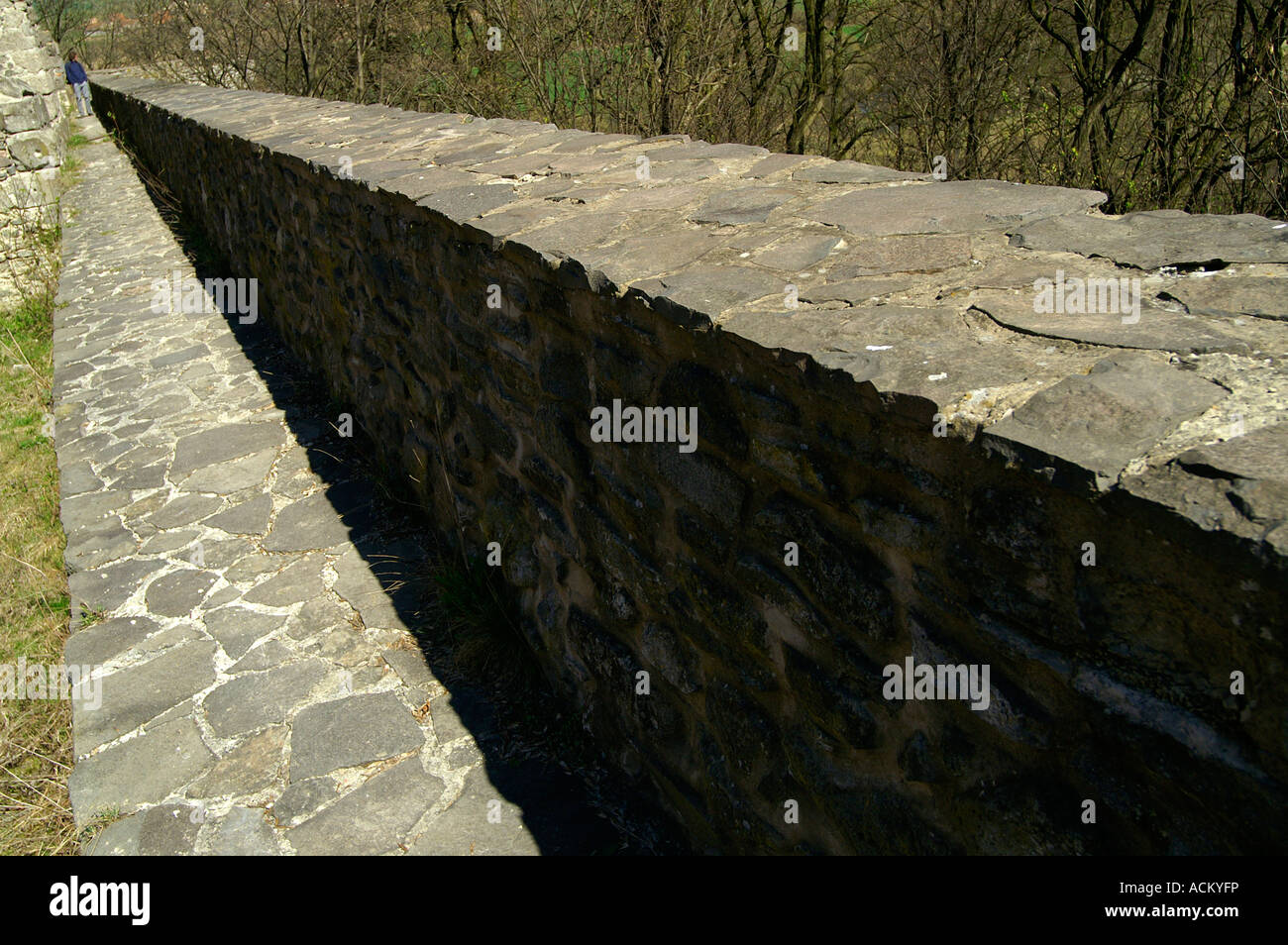 Brick bulwark of medieval castle Viglas, Slovakia Stock Photo - Alamy