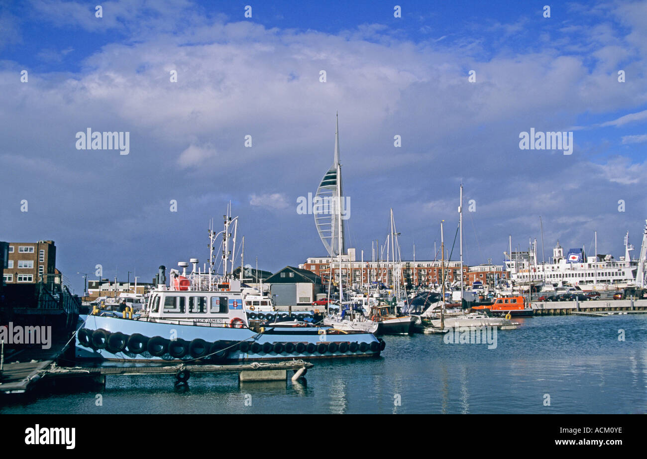 Shopping complex spinnaker tower uk view landscape sea hi-res stock ...