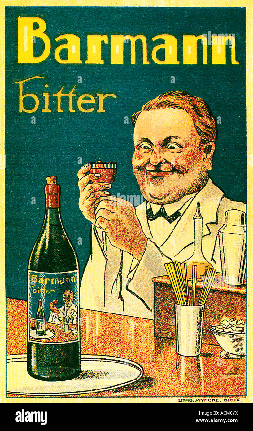 Barmann Bitter 1925 poster for the Belgian Aperitif the man pictured ...