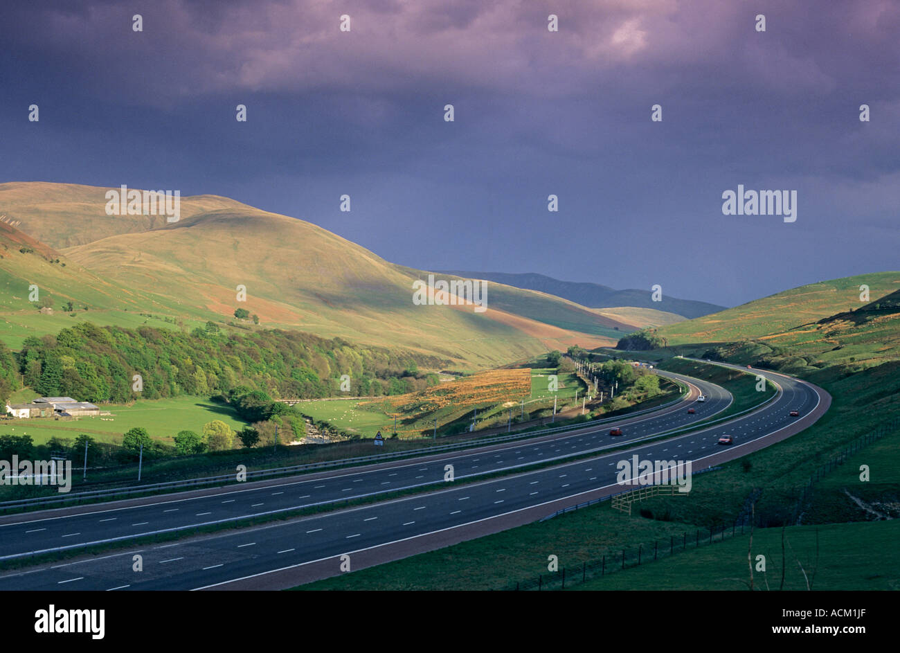 Motorway in beautiful scenery of the Lake District, England, UK Stock ...