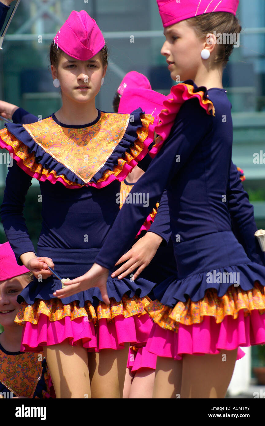 Majorette girls dancing show Stock Photo - Alamy