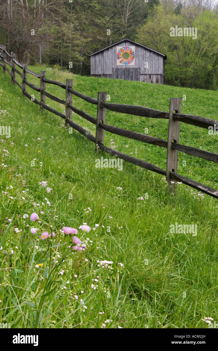 Barn Rustic Fence and Spring Wildflowers Gladie Historic Site Red River ...