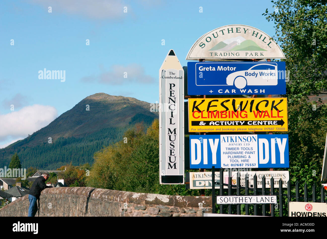 sign at roadside in Keswick England Stock Photo - Alamy