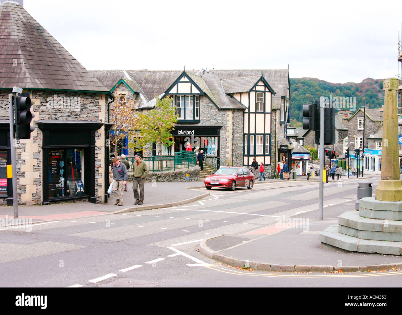 shops and high street at Ambleside in Lake District Stock Photo - Alamy