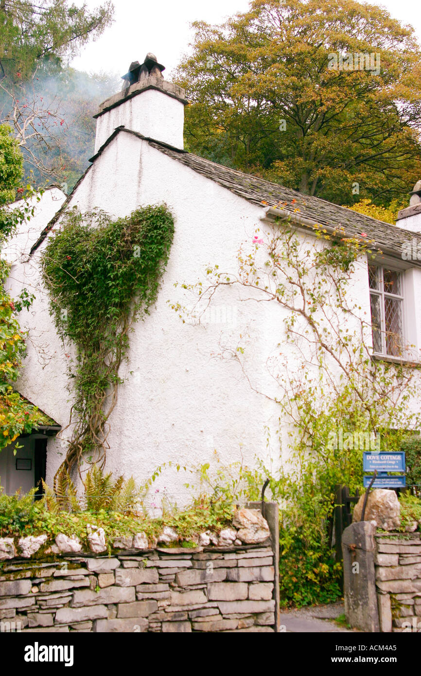 Dove Cottage home of William Wordsworth at Grasmere Lake District Stock ...