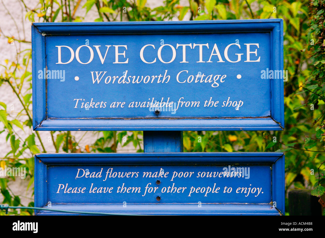 sign at Dove Cottage home of William Wordsworth Stock Photo - Alamy