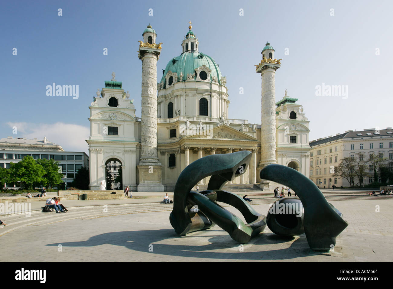 the baroque church Karlskirche built by plans of Fischer von Erlach in ...