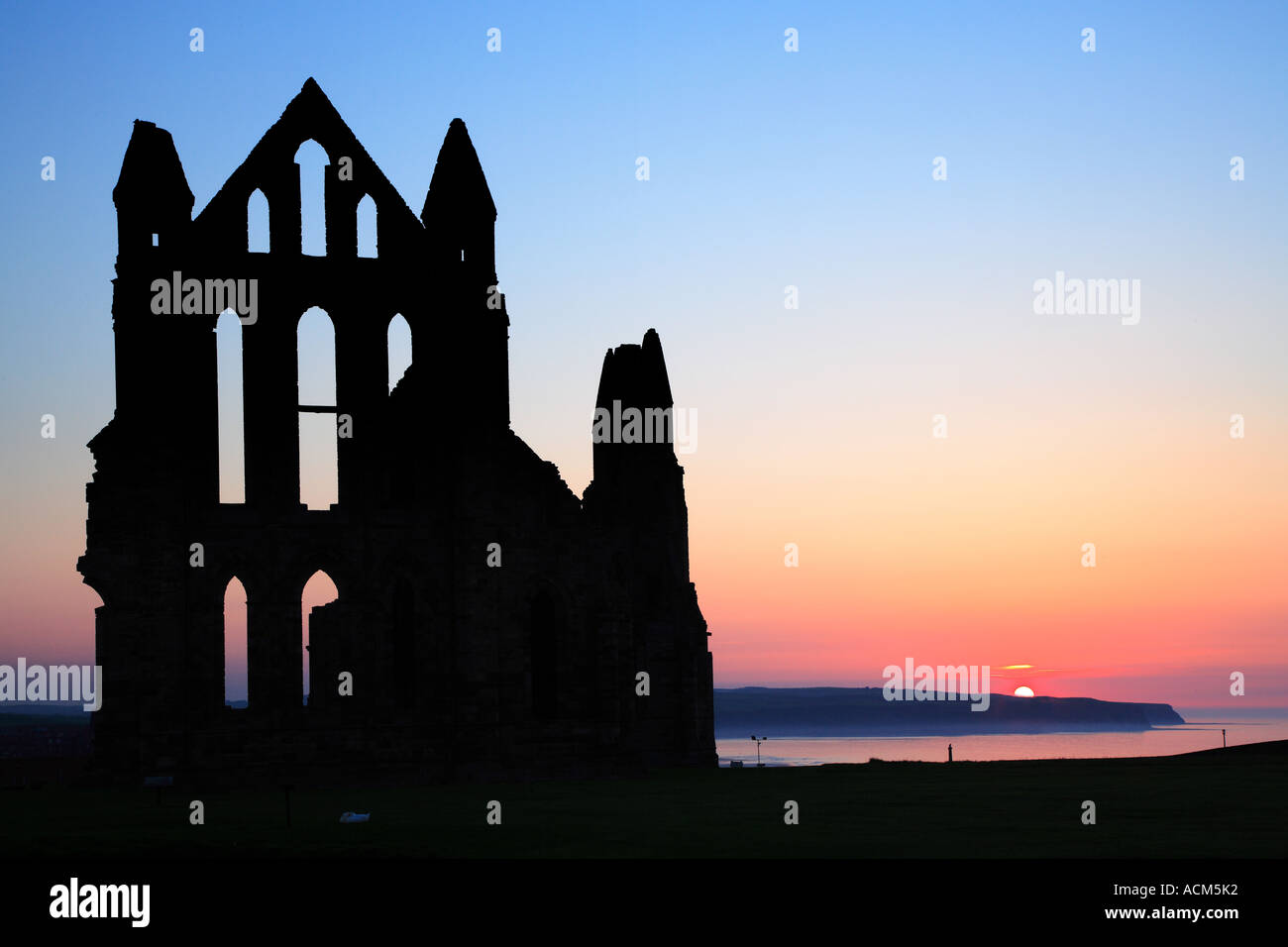 Sunset St Hildas Abbey Whitby North Yorkshire England Stock Photo - Alamy