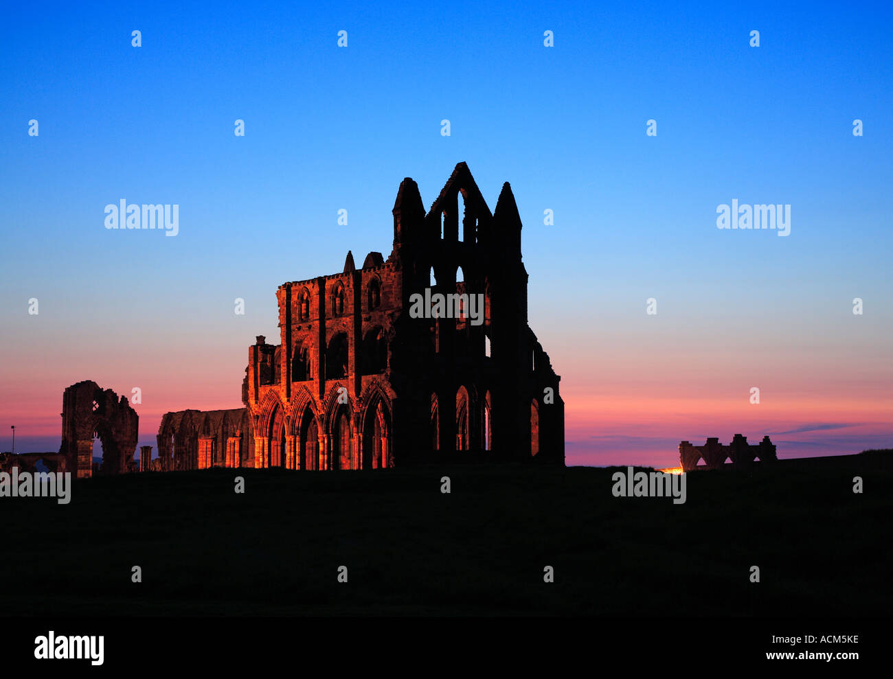 Sunset St Hildas Abbey Whitby North Yorkshire England Stock Photo - Alamy