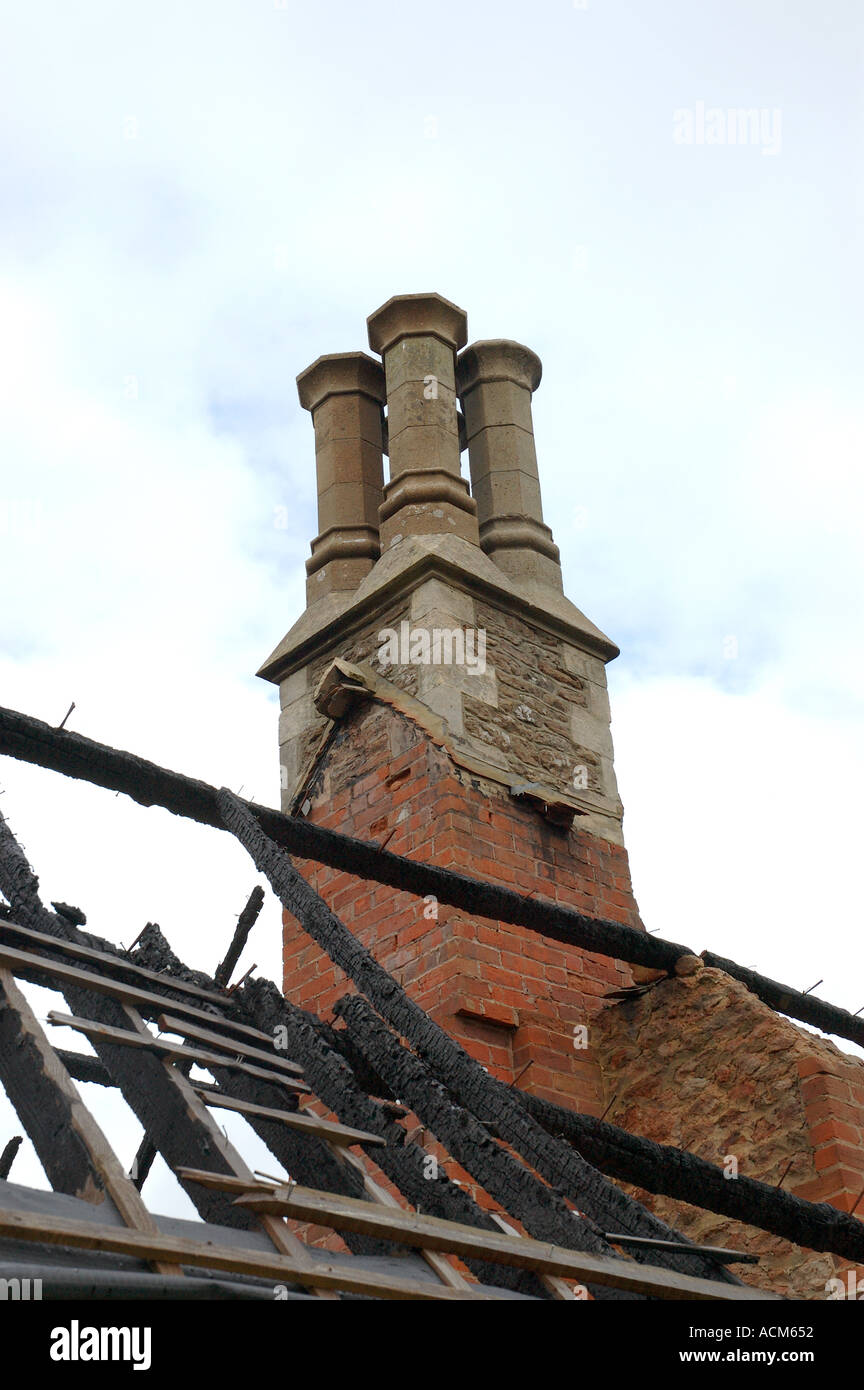 Building and roof with fire damage Stock Photo - Alamy