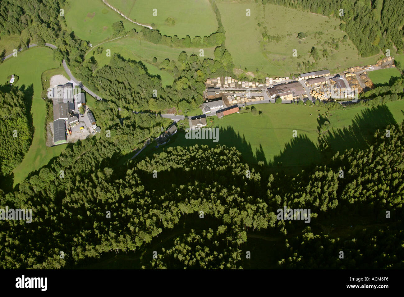 an aerial view of a paper mill in the Klostertal Lower Austria Stock ...