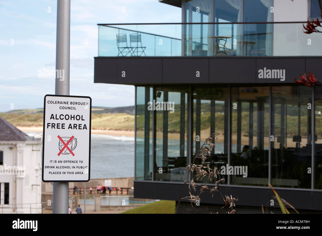 alcohol free area sign outside restaurant overlooking the sea at ...