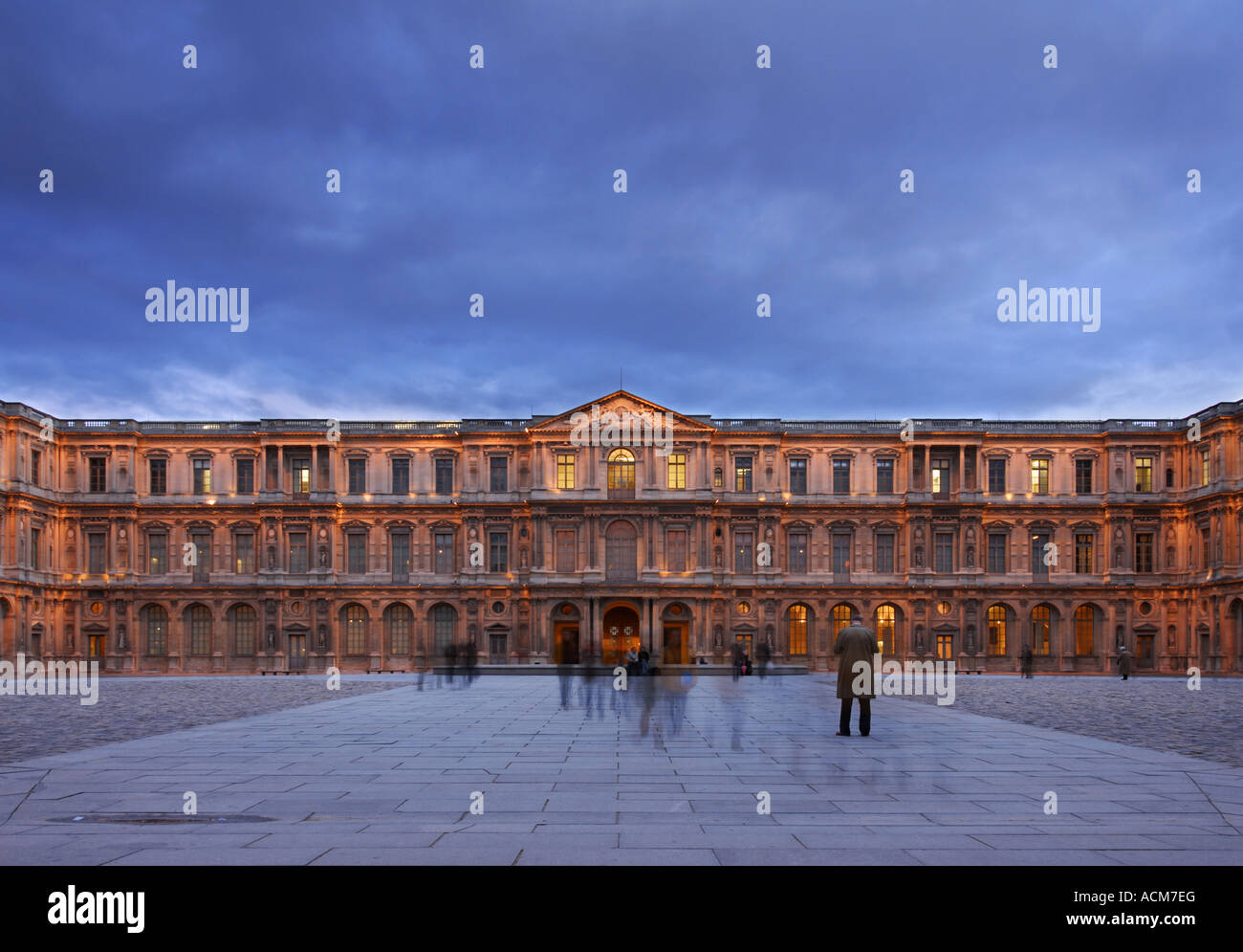 East side of the cour carrée at dusk, Paris, France Stock Photo - Alamy