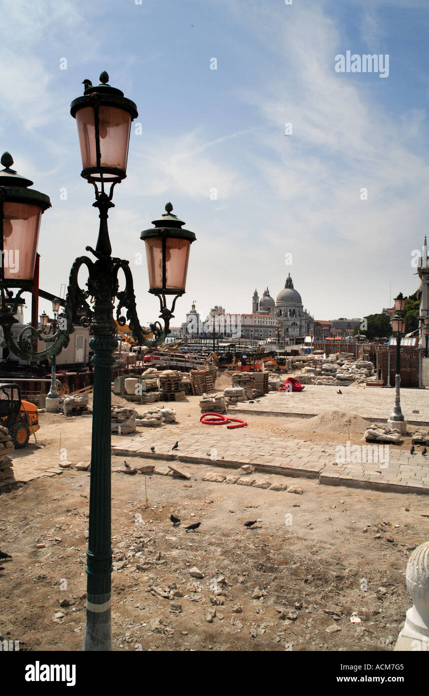 Flood defence works underway Riva Degle Schiavoni Venice Italy Stock ...