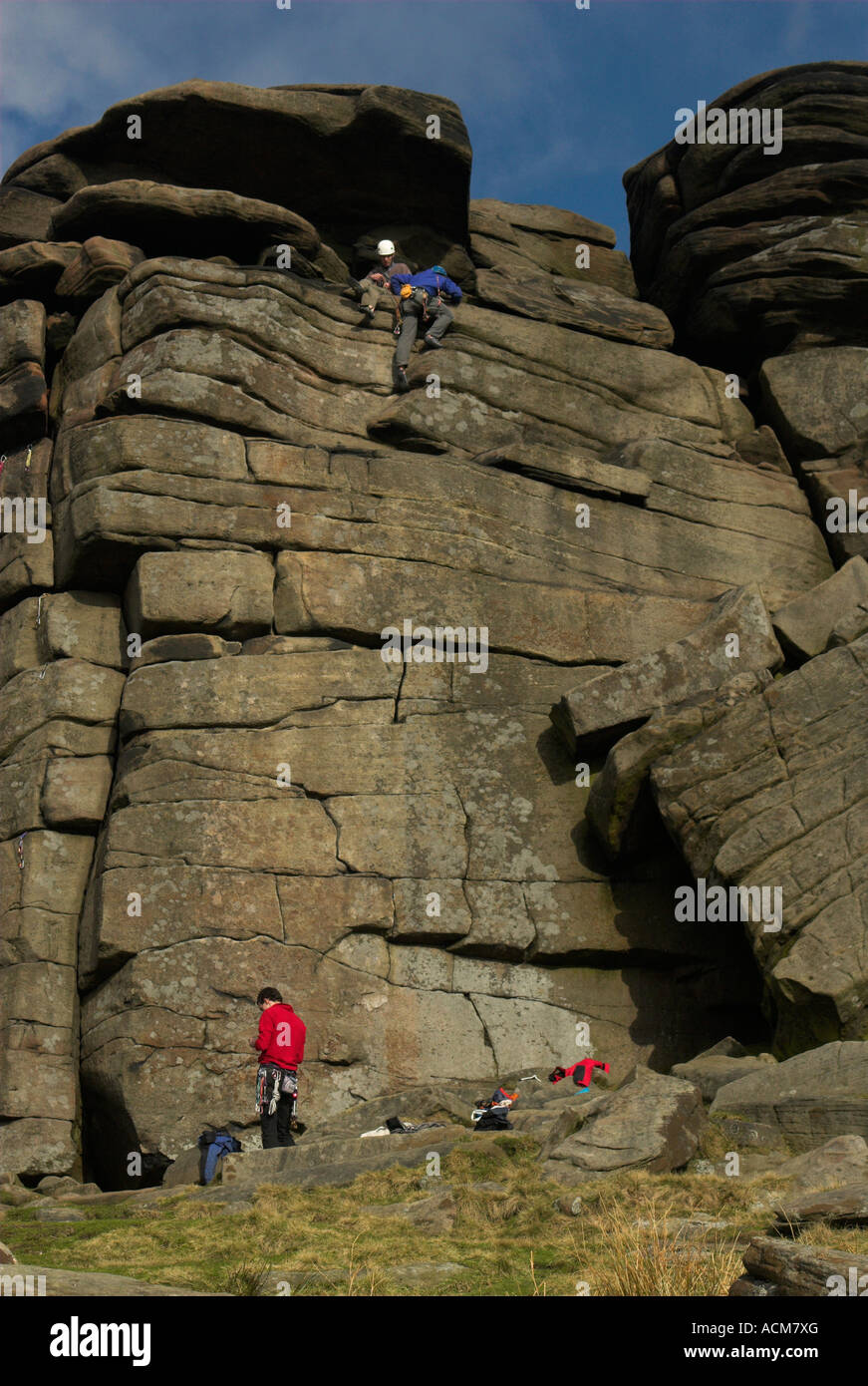 CLimbing at Stanage Edge, English Peak District Stock Photo - Alamy