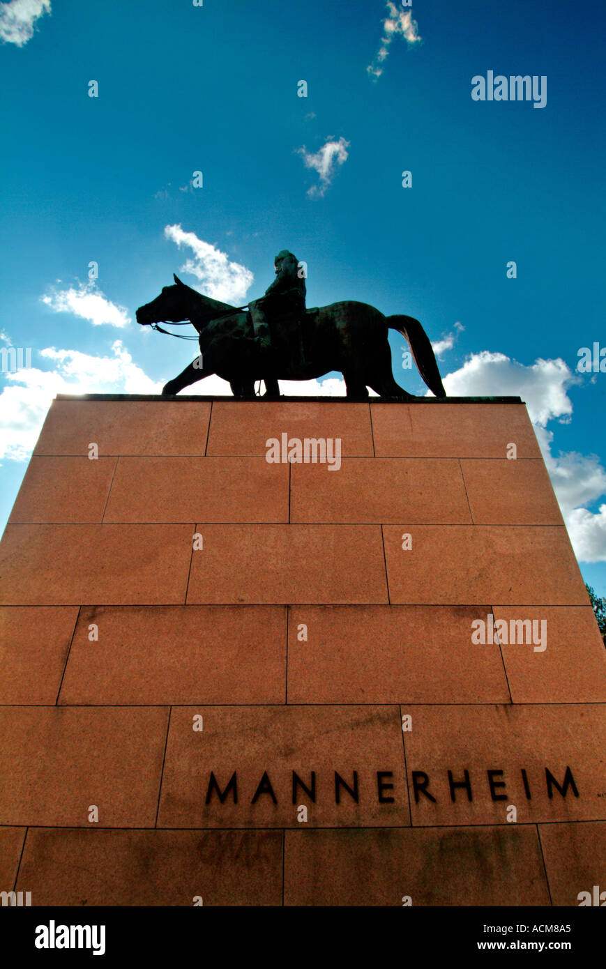 statue of the marshal Mannerheim in Helsinki Stock Photo - Alamy