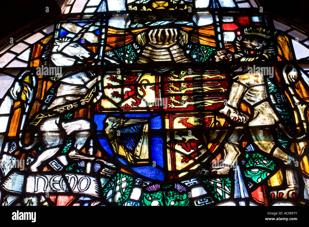 Stained glass window in the entrance hall of the National Portrait ...