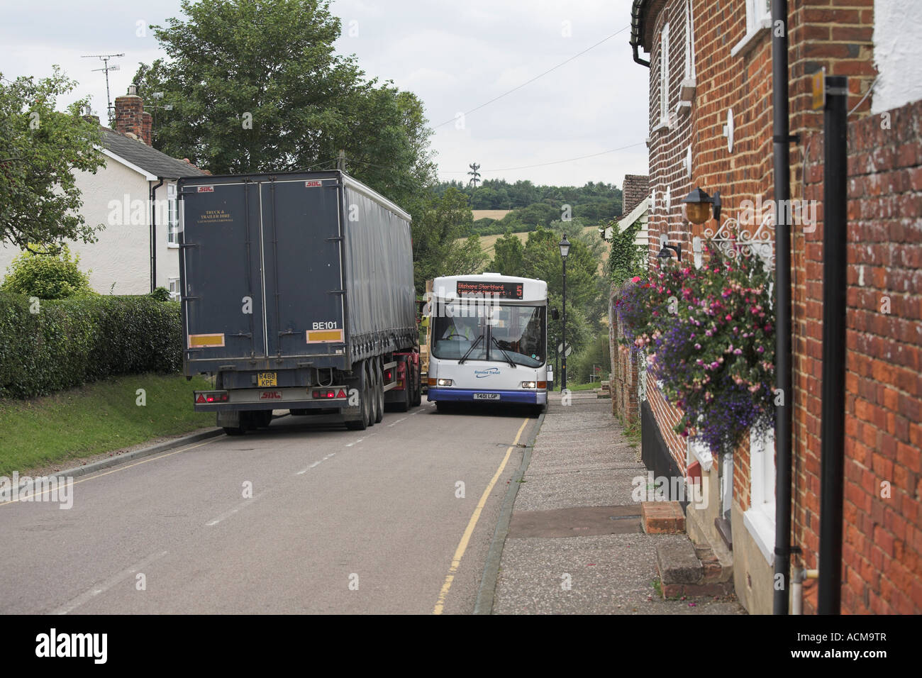 Rural Traffic jam in village of Thaxsted, Essex Stock Photo - Alamy
