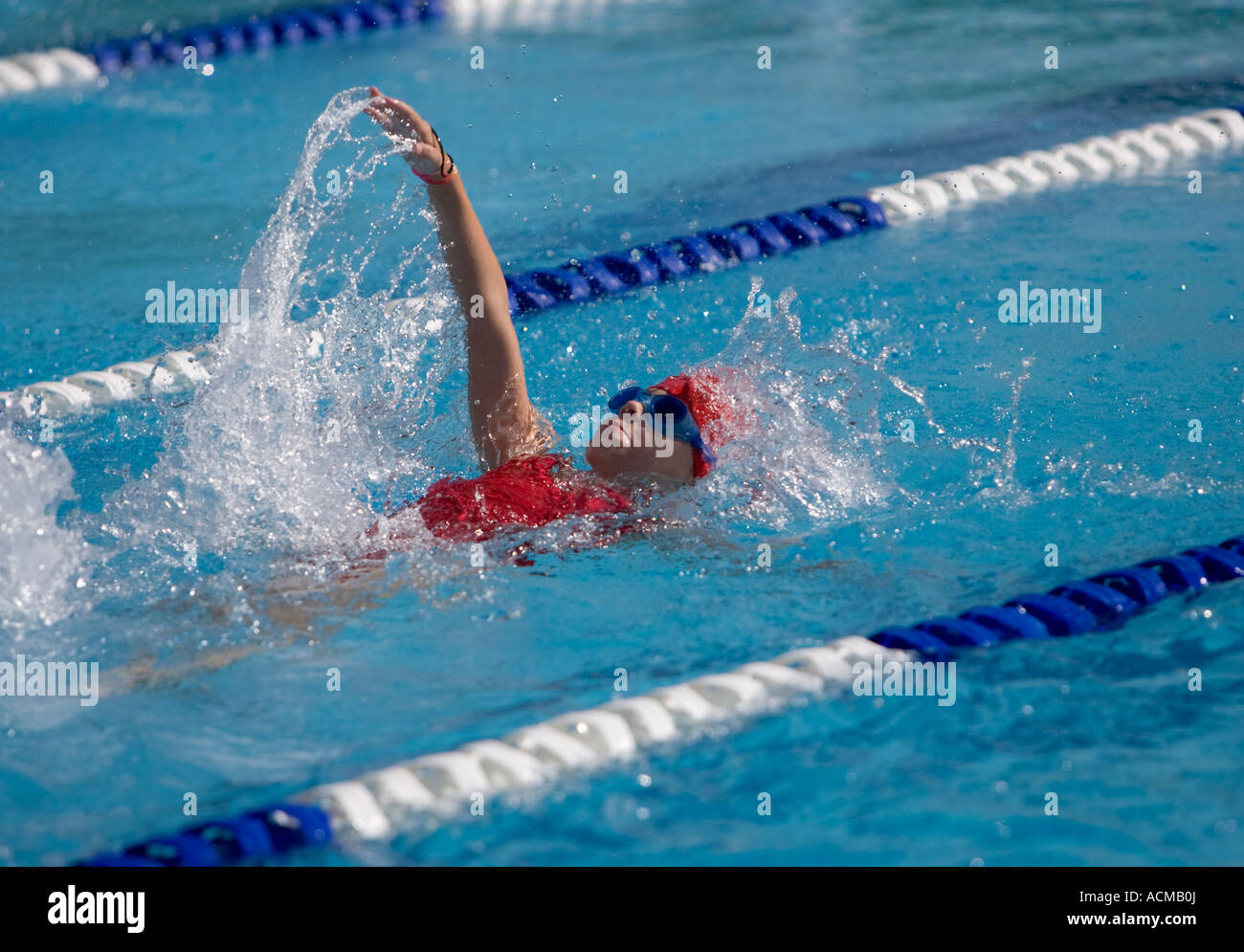 Girls Swimming Backstroke
