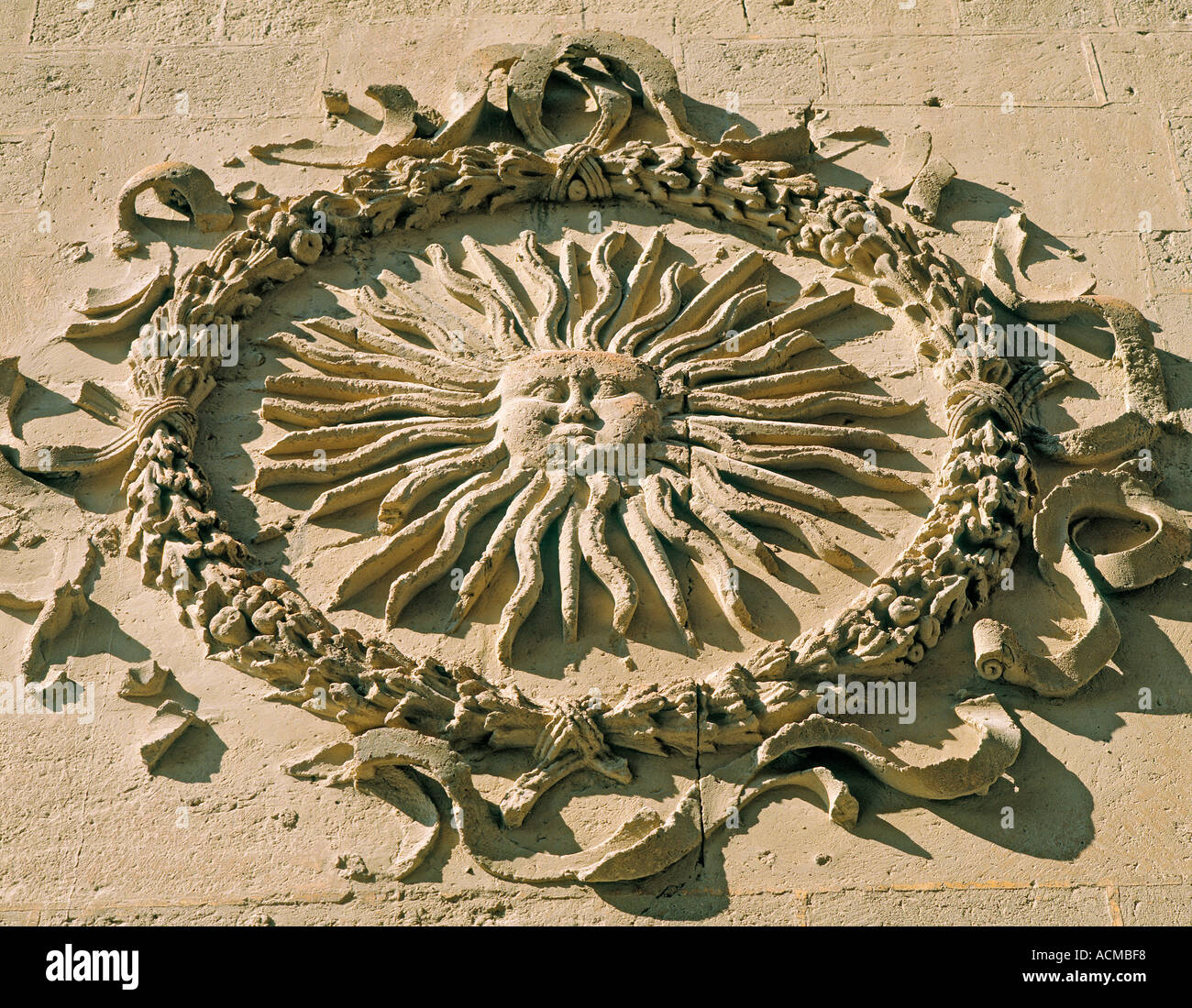 Almeria Spain Sun symbol on east wall of cathedral Stock Photo - Alamy