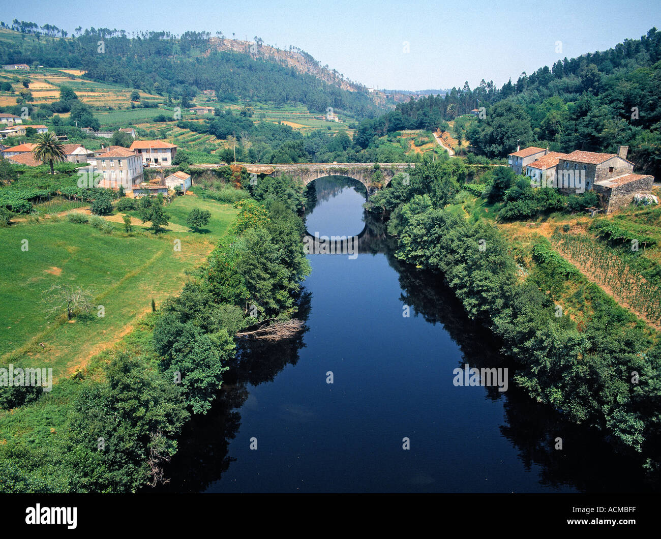 Ulla river Border of La Coruña left and Pontevedra right provinces ...