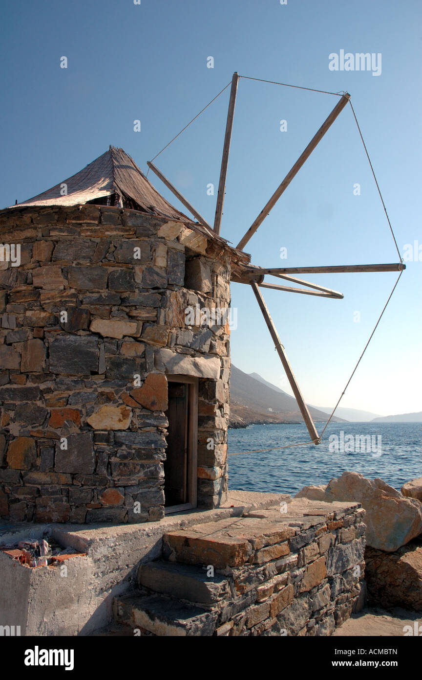 Traditional Greek windmill, Amorgos, Greece Stock Photo - Alamy