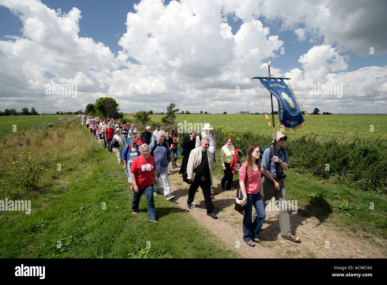 Pilgrims walking to St Peter chapel during the Bradwell Pilgrimage ...