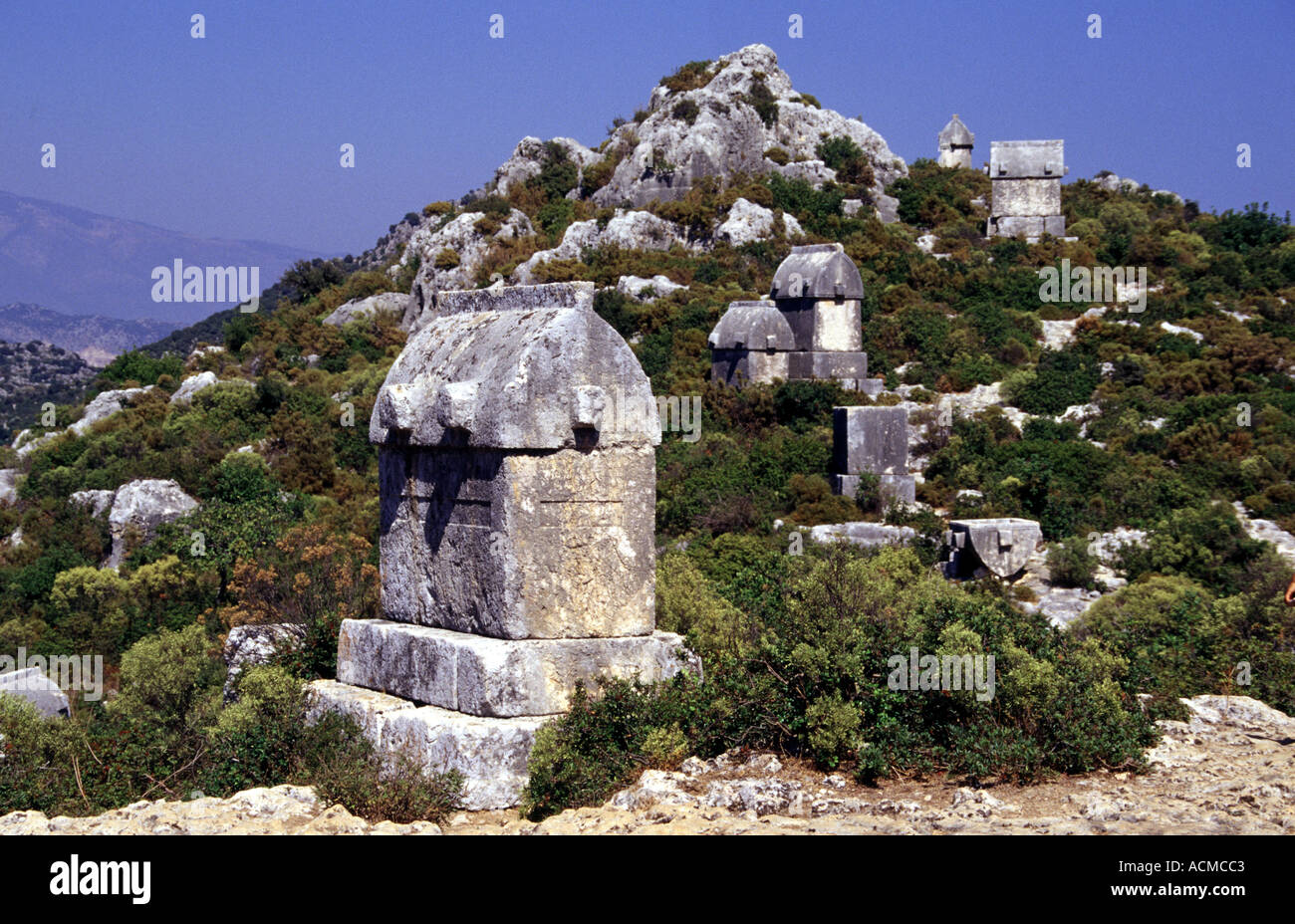 Sarcophagus Simena Turkey Stock Photo - Alamy