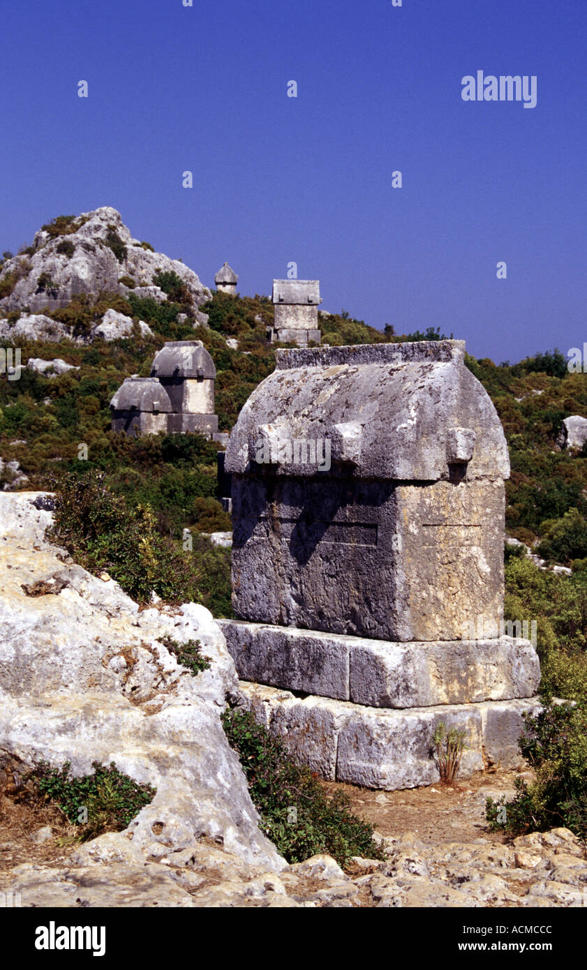 Sarcophagus Simena Turkey Stock Photo - Alamy
