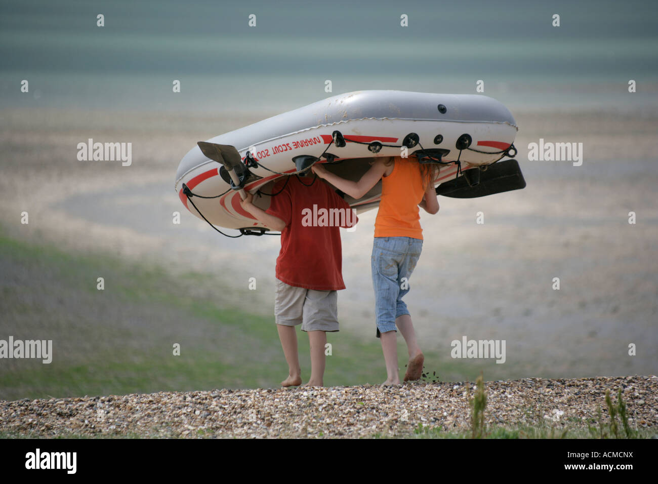 Inflatable rubber dinghy on beach hi-res stock photography and images ...