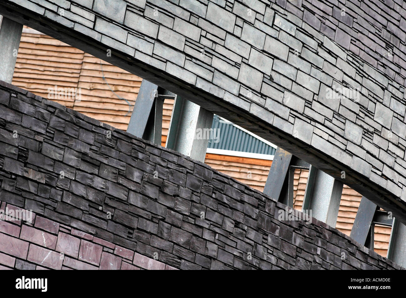 Welsh slate wall and timber cladding exterior details of the Wales ...