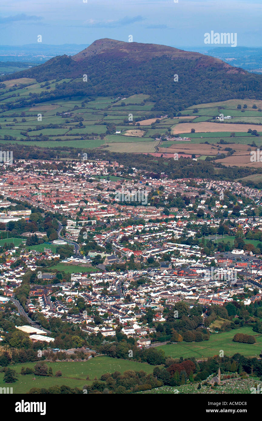 View over the market town of Abergavenny looking toward Skirrid Fawr ...