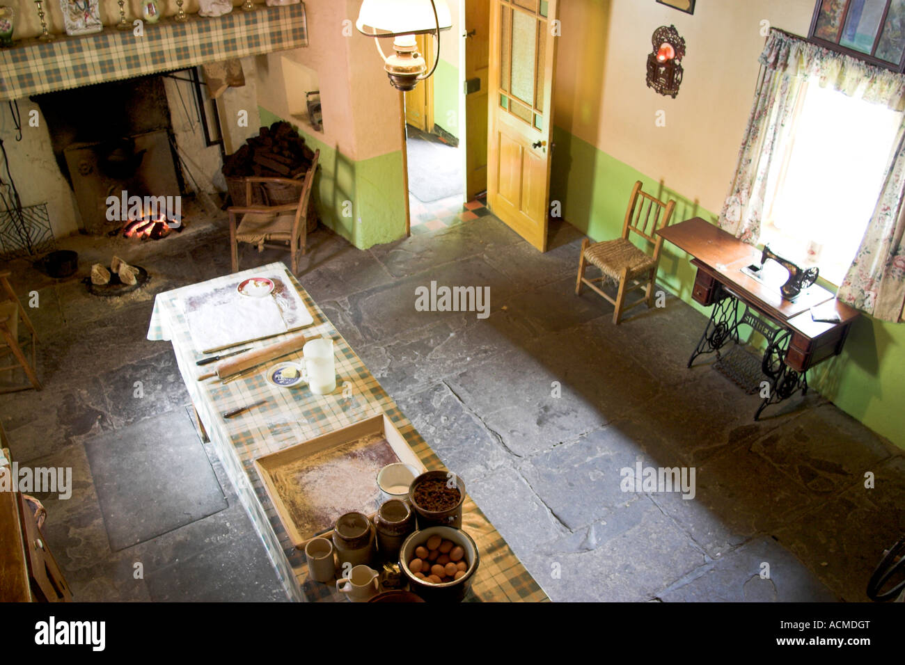 The interior of Golden Vale Farmhouse at Bunratty Folk Park Co Clare ...