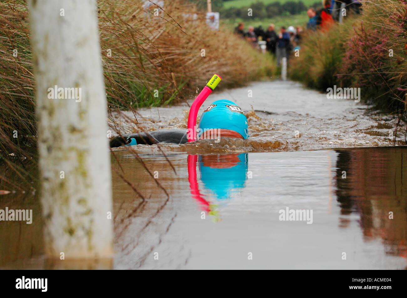 Competitor in the annual World Bog Snorkelling Championships at ...