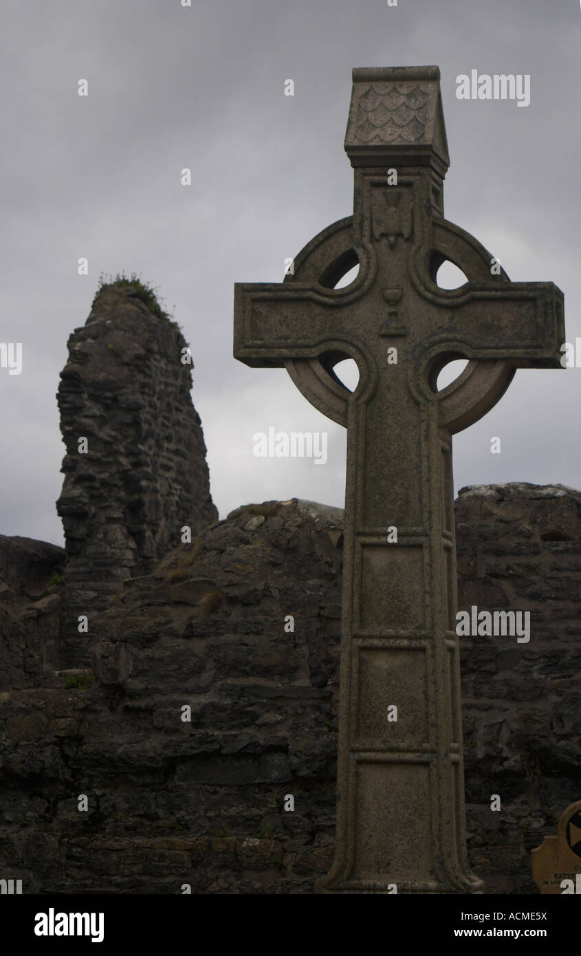 A celtic cross at Donegal Friary and cemetery Donegal Co Donegal ...