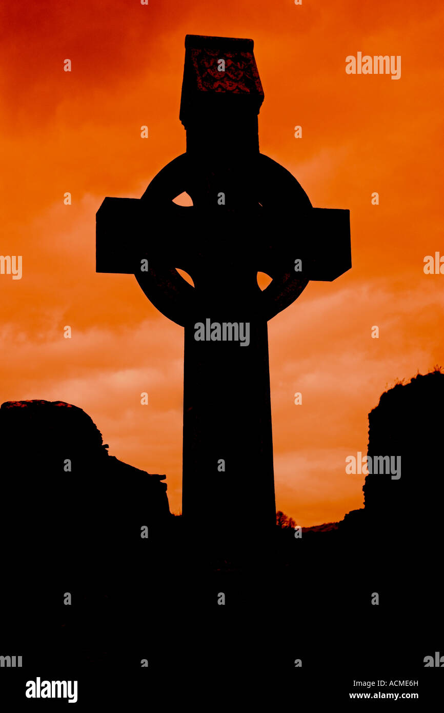 A celtic cross at Donegal Friary and cemetery Donegal Co Donegal ...