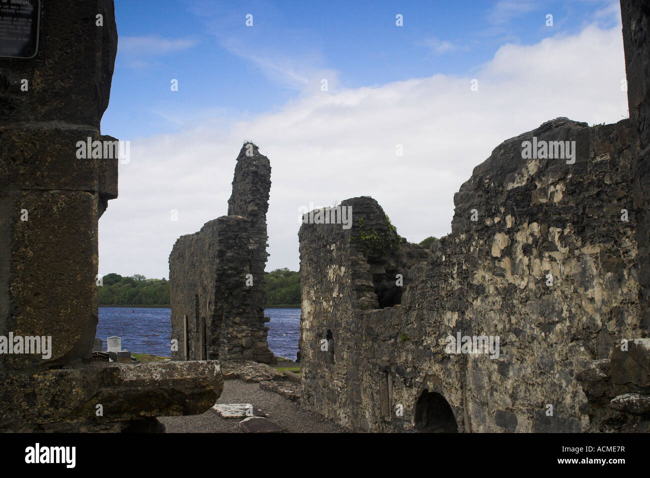 Donegal Friary and cemetery overlooking Donegal Bay Donegal Co Donegal ...