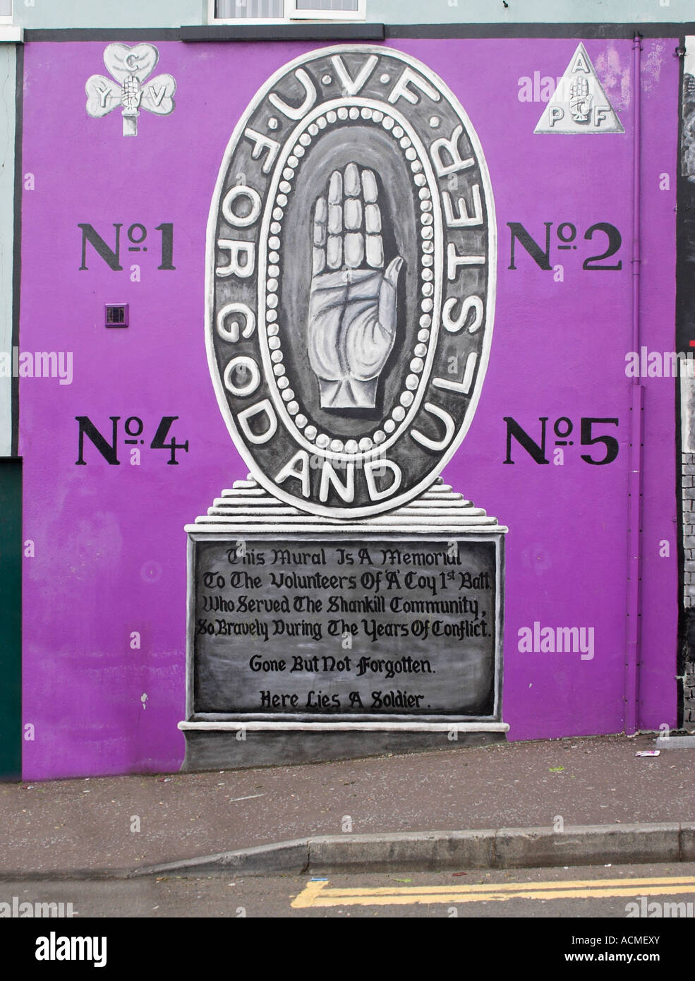 UVF Mural of a memorial plinth A loyalist mural Canmore Street off ...