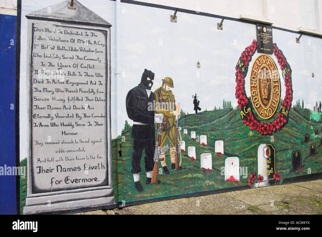 UVF Mural Glenwood Street Belfast Country Antrim Northern Ireland Stock ...