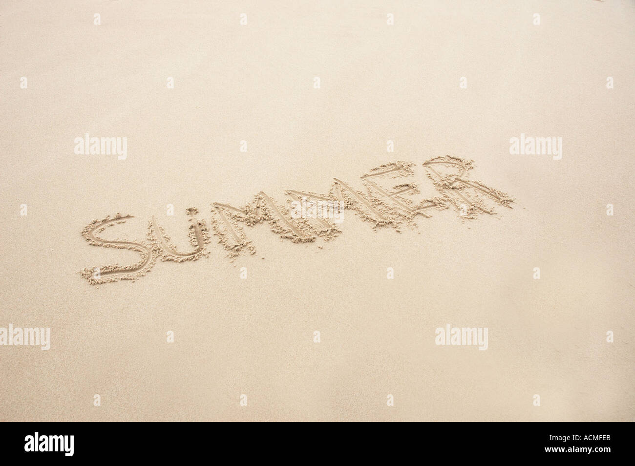 Word summer written in sand on beach Stock Photo - Alamy