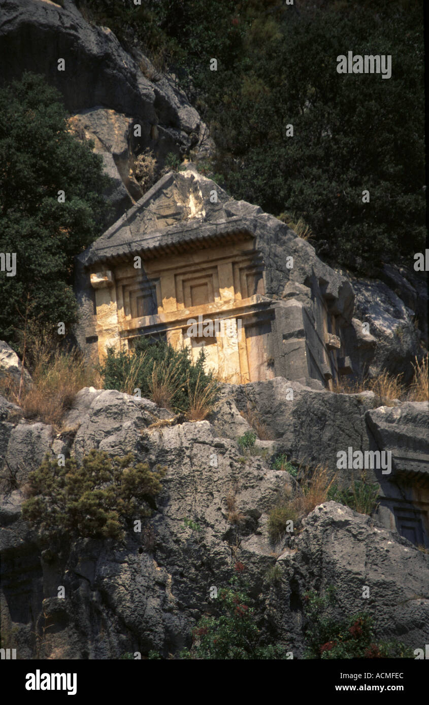 Lycian tombs in the rock face at Myra Turkey Stock Photo - Alamy