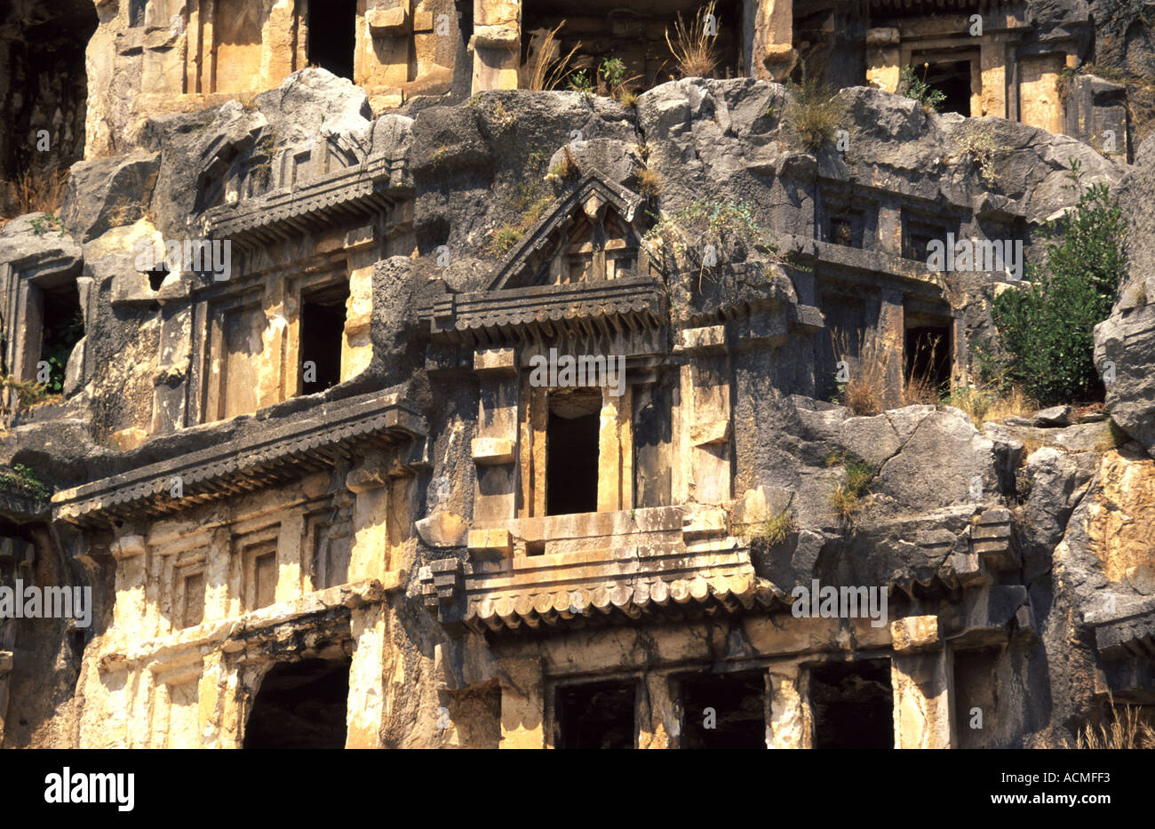 Lycian tombs in the rock face at Myra Turkey Stock Photo - Alamy