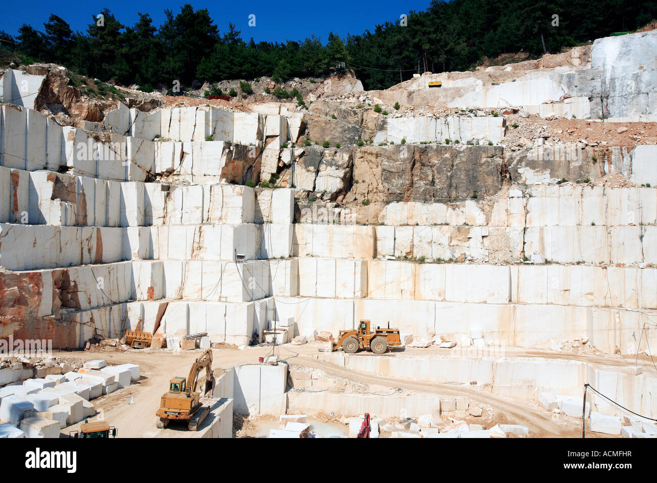 GREECE NORTH EAST AEGEAN ISLANDS THASSOS A MARBLE QUARRY IN THE HILLS ...